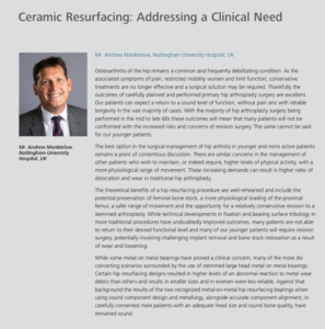 Ceramic-ceramic hip resurfacing – Andrew Manktelow